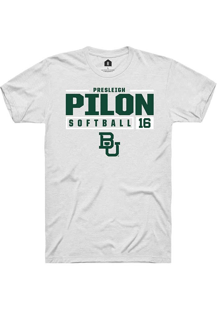 Presleigh Pilon Baylor Bears Rally White NIL Stacked Box Short Sleeve T ...