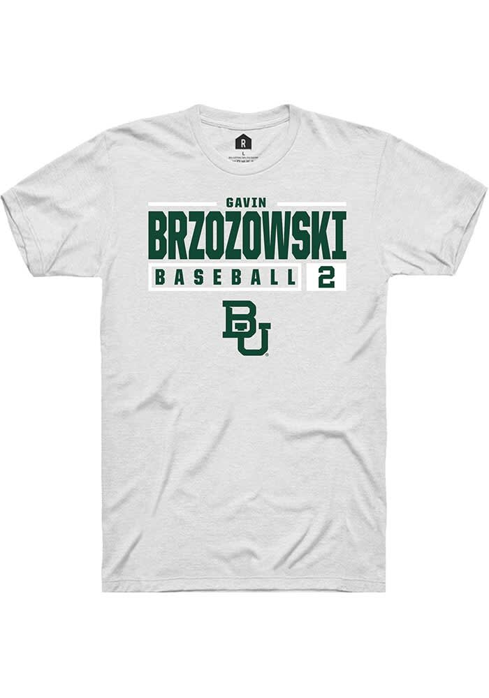 Gavin Brzozowski Baylor Bears Rally White NIL Stacked Box Short Sleeve ...