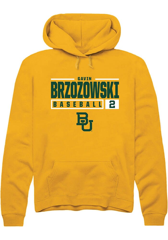 Gavin Brzozowski Baylor Bears Mens GOLD NIL Stacked Box Hoodie - 2476018118