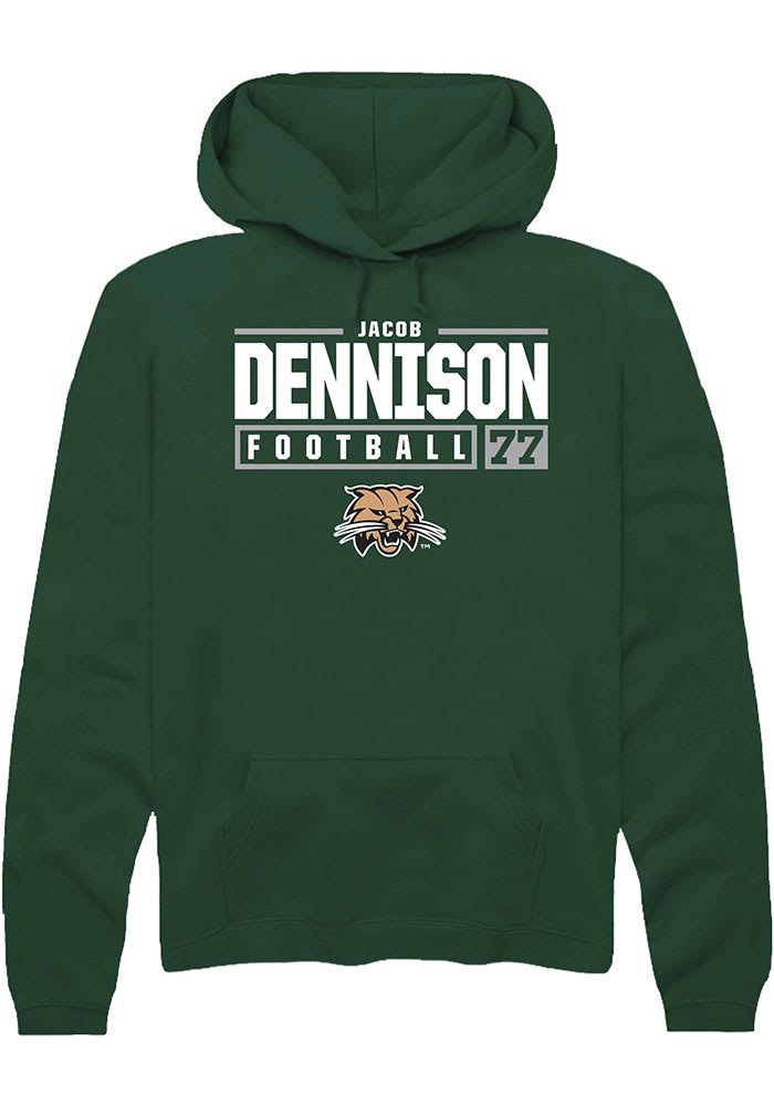 Jacob Dennison Ohio Bobcats Mens DARKGREEN NIL Stacked Box Hoodie ...