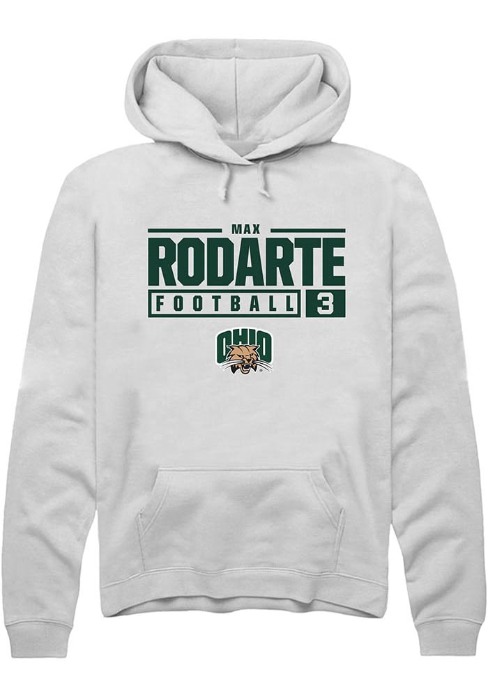 Max Rodarte Ohio Bobcats Mens White NIL Stacked Box Hoodie - 2476020138