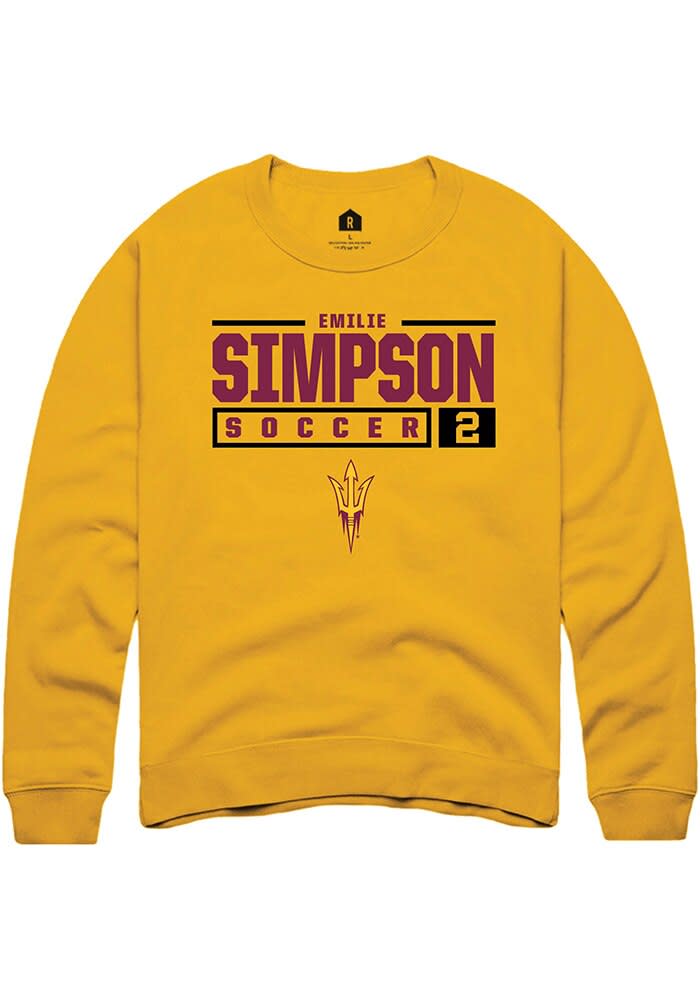 Emilie Simpson Arizona State Sun Devils Mens GOLD NIL Stacked Box Crew ...