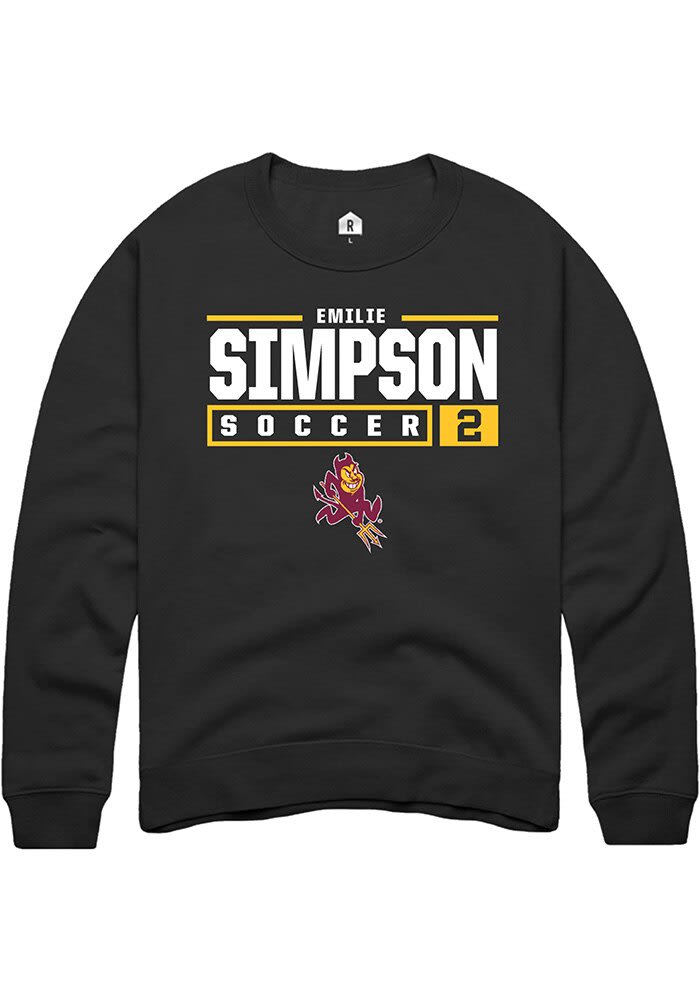 Emilie Simpson Arizona State Sun Devils Mens BLACK NIL Stacked Box Crew ...