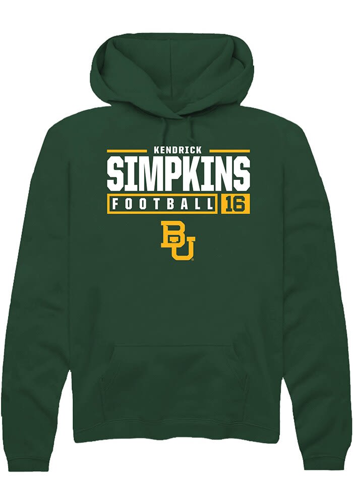 Kendrick Simpkins Baylor Bears Mens DARKGREEN NIL Stacked Box Hoodie ...