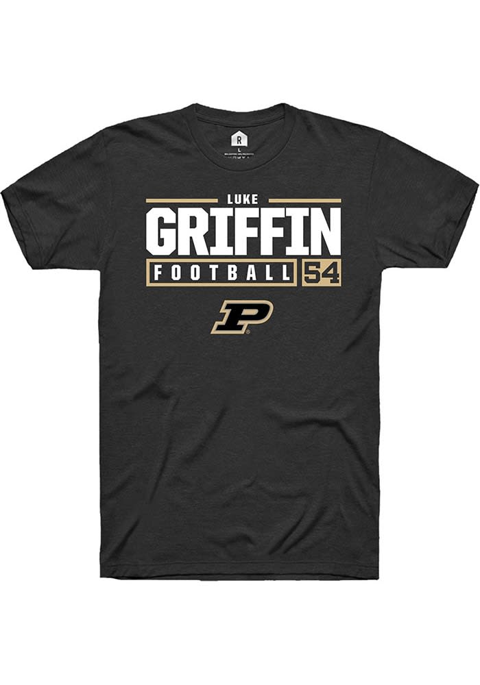 Luke Griffin BLACK Purdue Boilermakers NIL Stacked Box Short Sleeve T ...