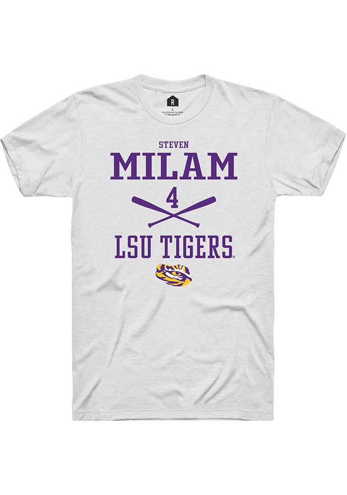 Steven Milam LSU Tigers Rally White NIL Sport Icon Short Sleeve T Shirt ...