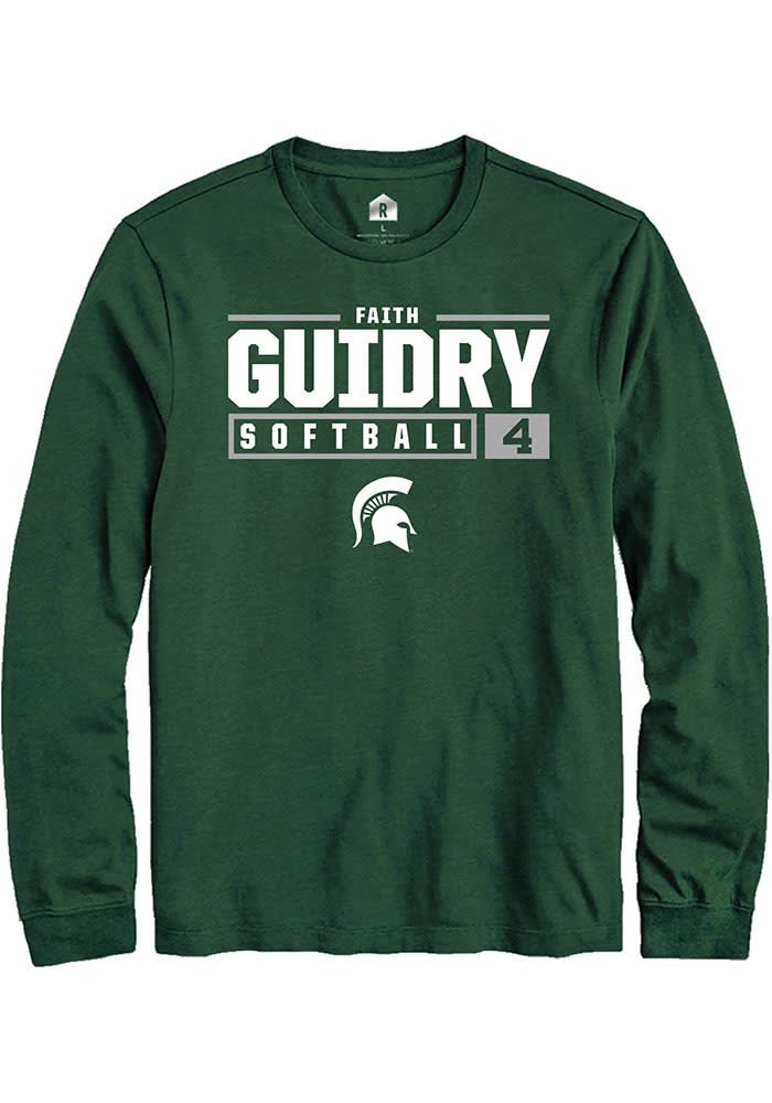 Faith Guidry Mens DARKGREEN Michigan State Spartans NIL Stacked Box ...
