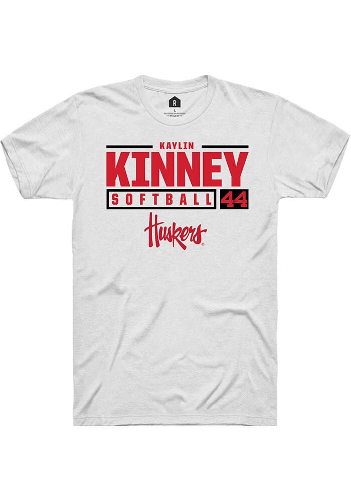 Kaylin Kinney Nebraska Cornhuskers Rally White NIL Stacked Box Short ...