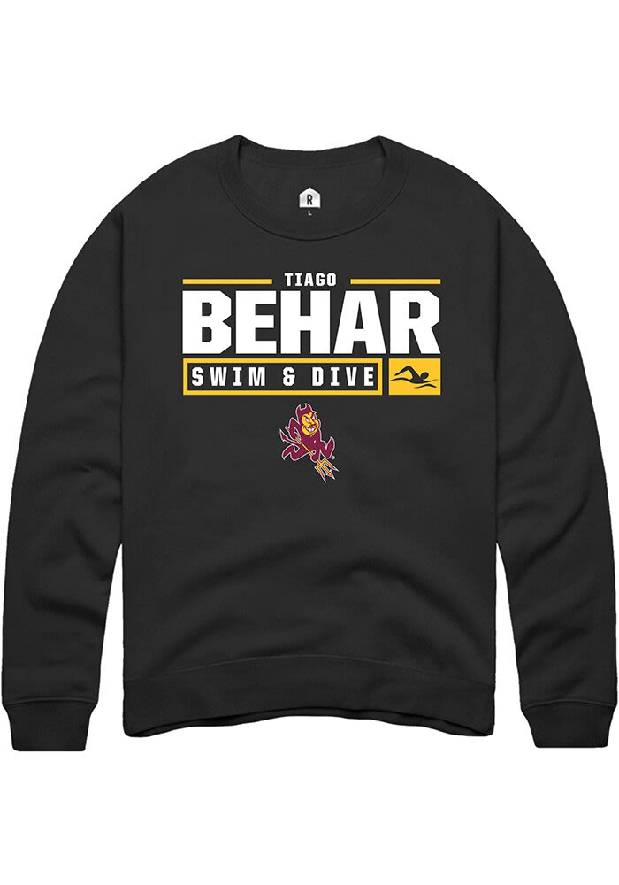 Tiago Behar Arizona State Sun Devils Mens BLACK NIL Stacked Box Crew ...