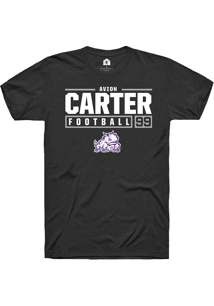 Avion Carter TCU Horned Frogs Rally BLACK NIL Stacked Box Short Sleeve ...