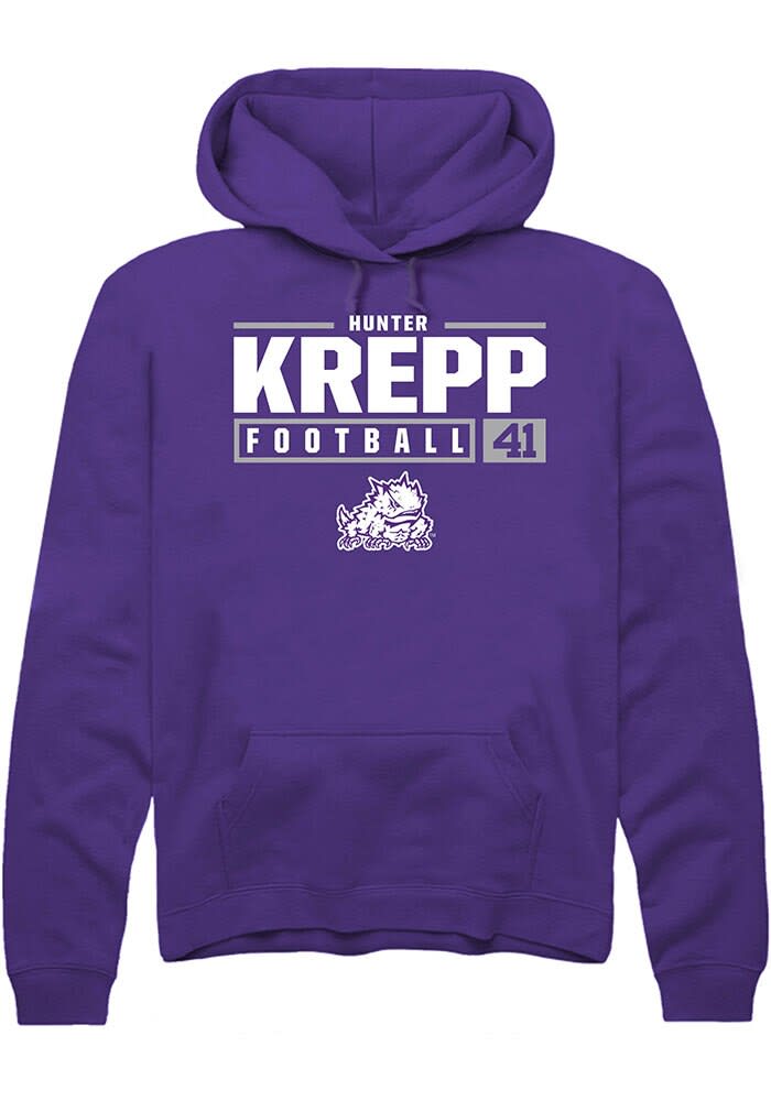 Hunter Krepp TCU Horned Frogs Mens PURPLE NIL Stacked Box Hoodie ...