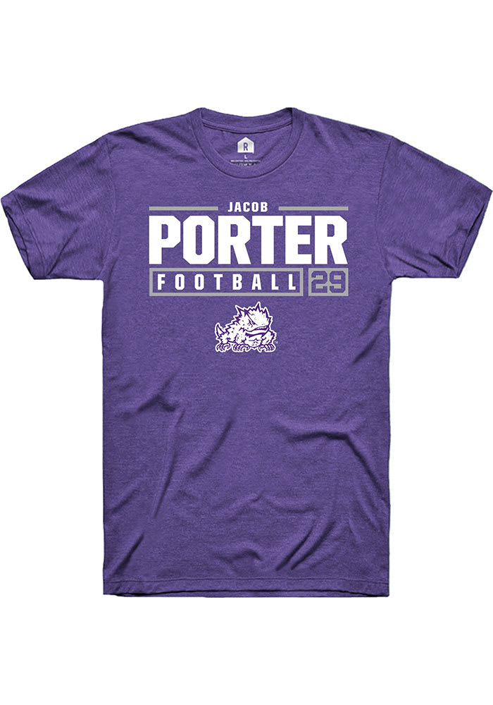 Jacob Porter TCU Horned Frogs Rally PURPLE NIL Stacked Box Short Sleeve ...