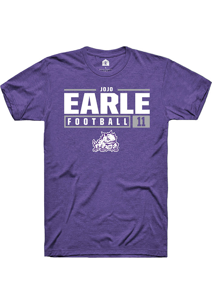 Jojo Earle TCU Horned Frogs Rally PURPLE NIL Stacked Box Short Sleeve T ...