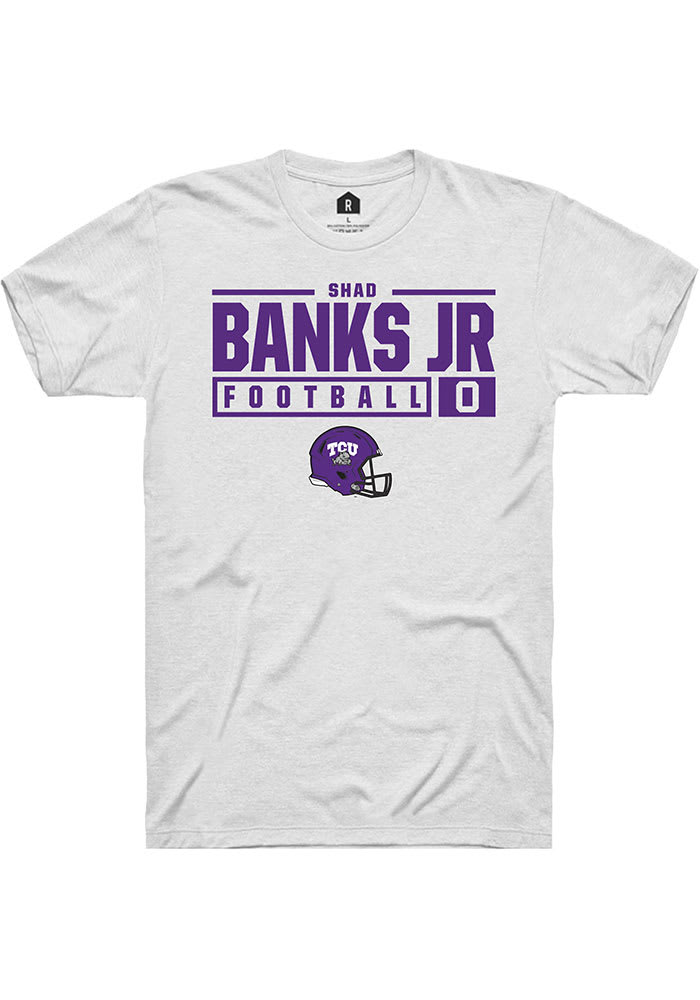 Shad Banks Jr. TCU Horned Frogs Rally White NIL Stacked Box Short ...