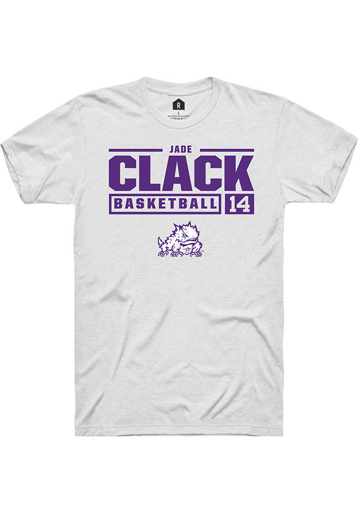 Jade Clack TCU Horned Frogs Rally White NIL Stacked Box Short Sleeve T ...