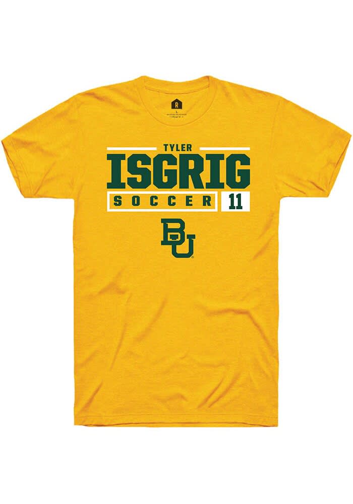 Tyler Isgrig Baylor Bears Rally GOLD NIL Stacked Box Short Sleeve T ...