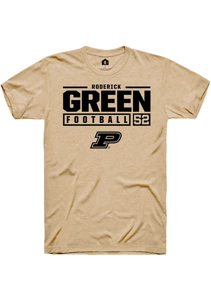 Roderick Green GOLD Purdue Boilermakers NIL Stacked Box Short Sleeve T Shirt - 2476037721