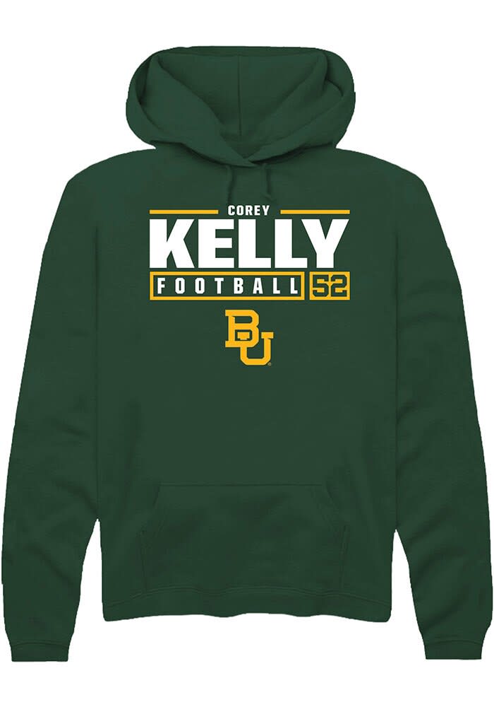Corey Kelly Baylor Bears Mens DARKGREEN NIL Stacked Box Hoodie - 2476039947