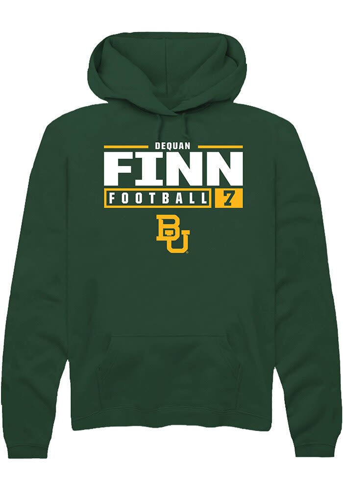 Dequan Finn Baylor Bears Mens DARKGREEN NIL Stacked Box Hoodie - 2476040017