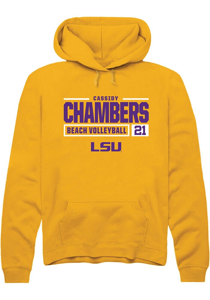 Cassidy Chambers LSU Tigers Mens GOLD NIL Stacked Box Hoodie - 2476040630