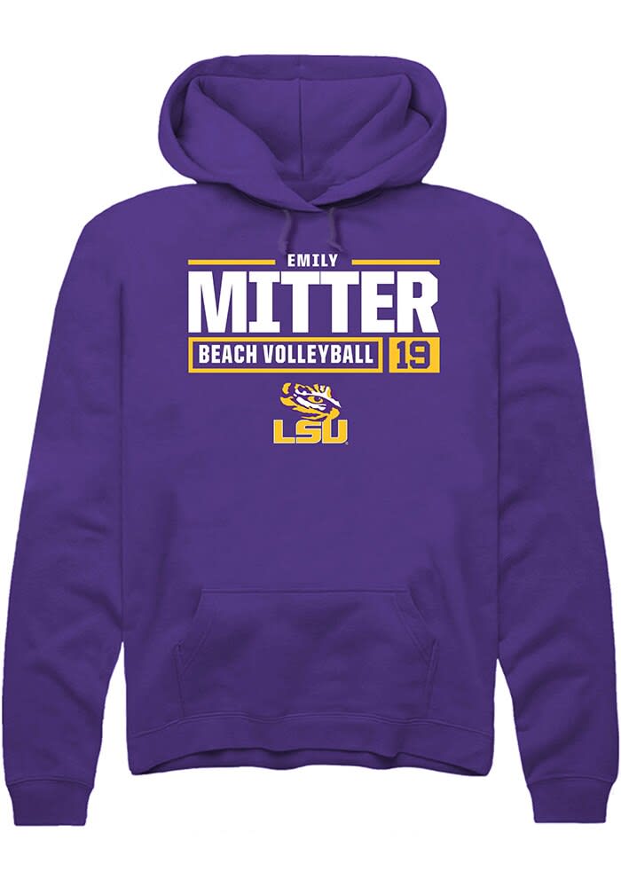 Emily Mitter LSU Tigers Mens PURPLE NIL Stacked Box Beach Volleyball ...