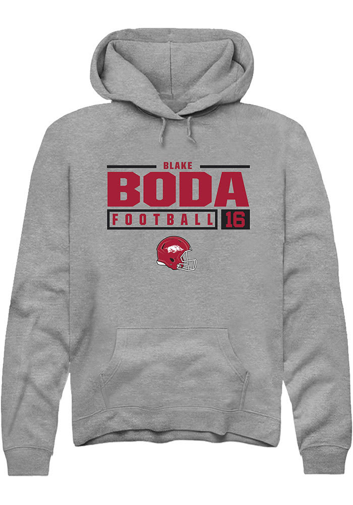 Blake Boda Arkansas Razorbacks Mens GRAPHITE NIL Stacked Box Hoodie ...