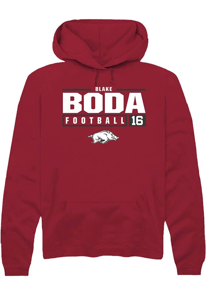 Blake Boda Arkansas Razorbacks Mens Red NIL Stacked Box Hoodie - 2476042278