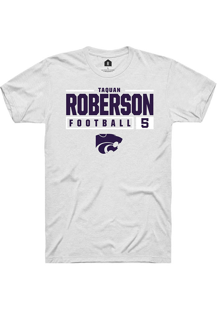Ta'Quan Roberson K-State Wildcats Rally White NIL Stacked Box Short ...