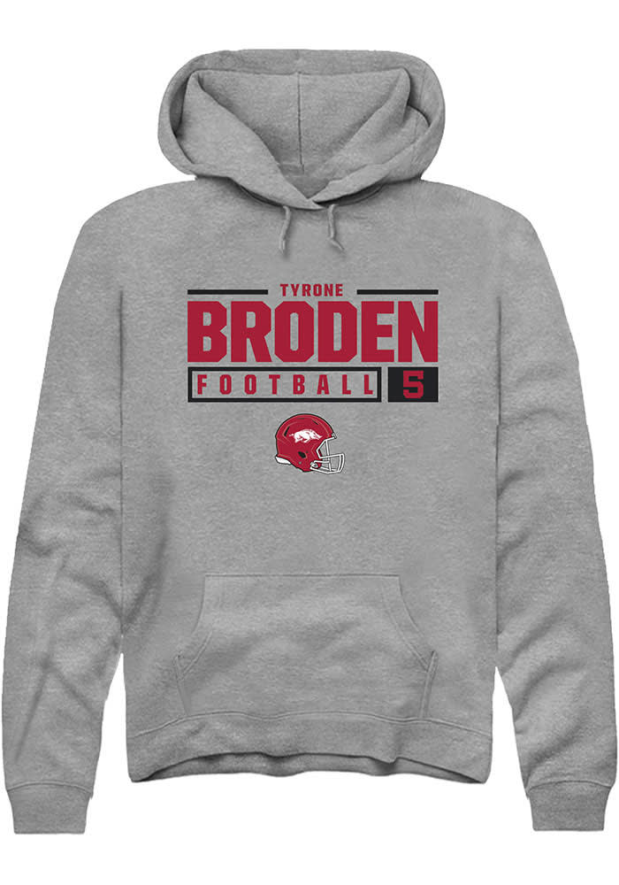 Tyrone Broden Arkansas Razorbacks Mens GRAPHITE NIL Stacked Box Hoodie ...
