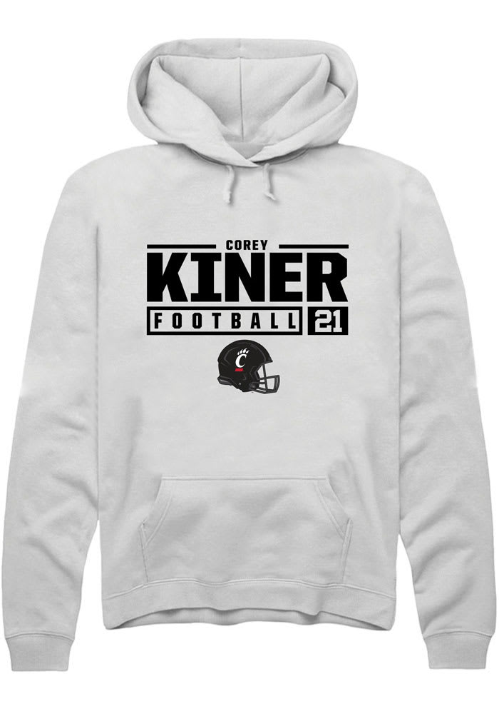 Corey Kiner Cincinnati Bearcats Mens White NIL Stacked Box Hoodie ...