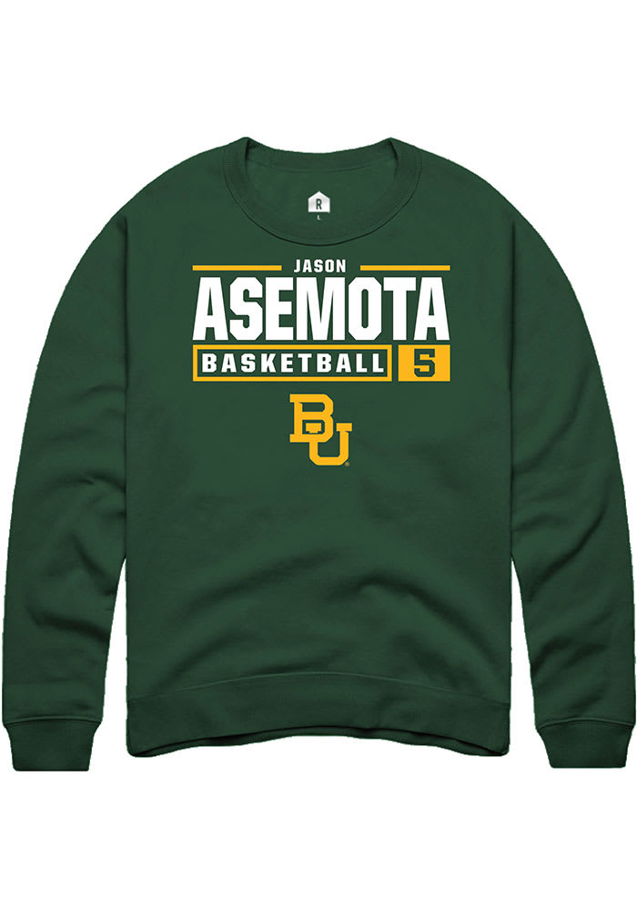 Jason Asemota Baylor Bears Mens DARKGREEN NIL Stacked Box Crew ...