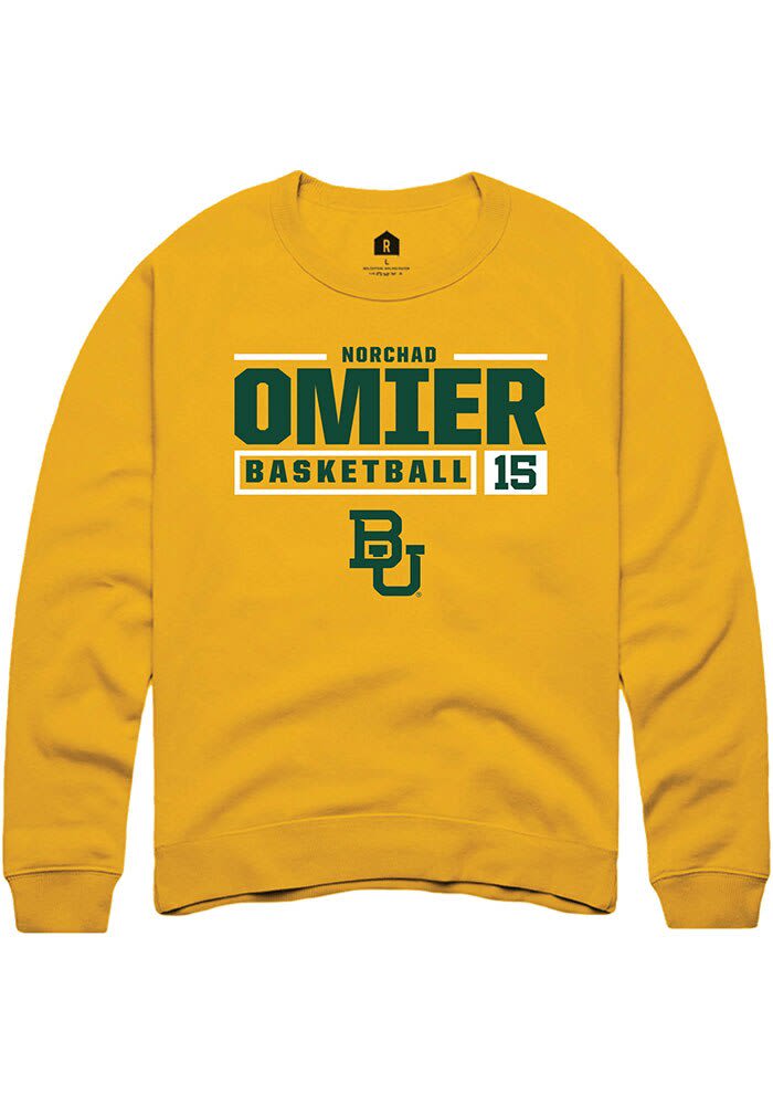 Norchad Omier Baylor Bears Mens GOLD NIL Stacked Box Crew Sweatshirt ...