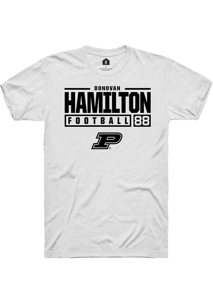 Donovan Hamilton Purdue Boilermakers Rally White NIL Stacked Box Short ...