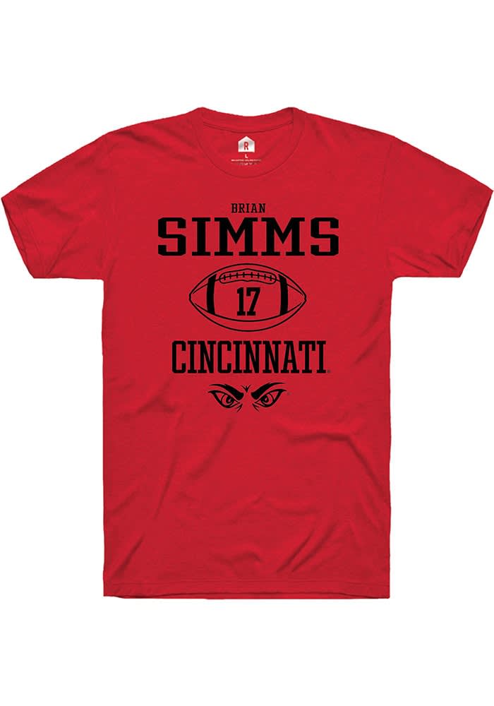 Brian Simms Red Cincinnati Bearcats NIL Sport Icon Short Sleeve T Shirt ...