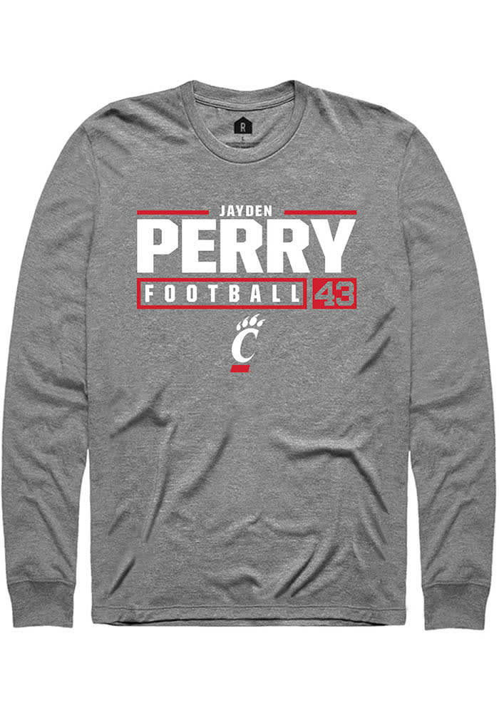 Jayden Perry Cincinnati Bearcats Rally GRAPHITE NIL Stacked Box Long ...