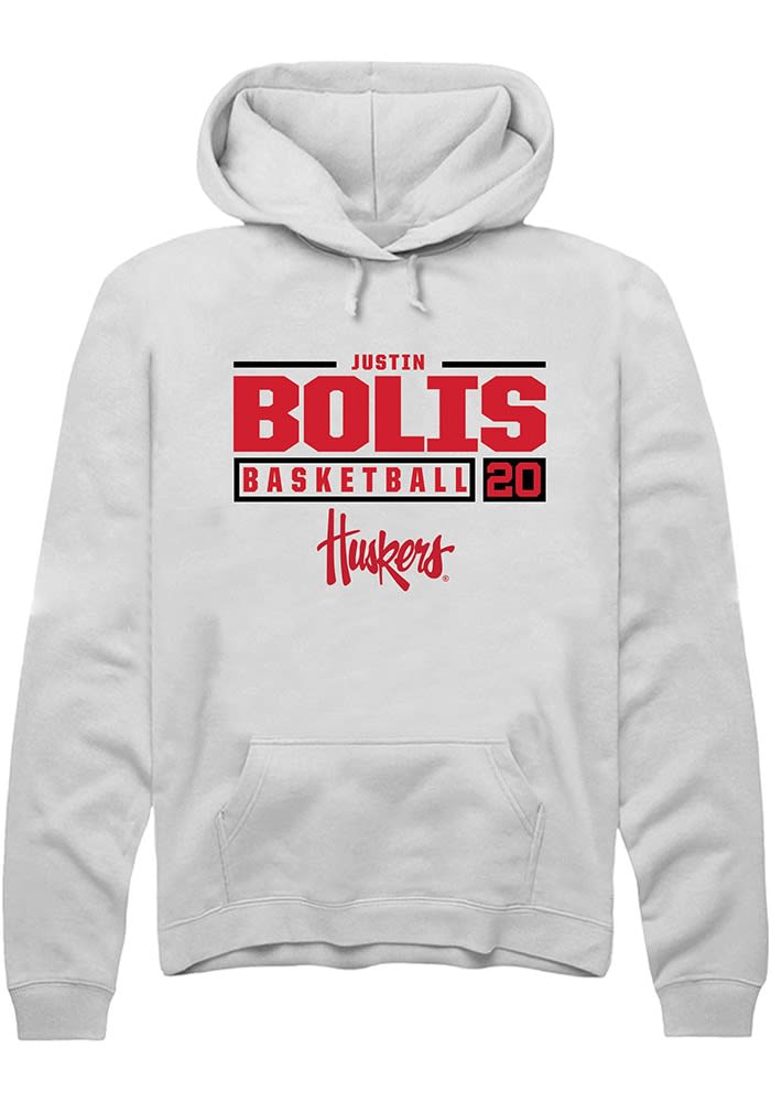 Justin Bolis Nebraska Cornhuskers Mens White NIL Stacked Box Hoodie ...