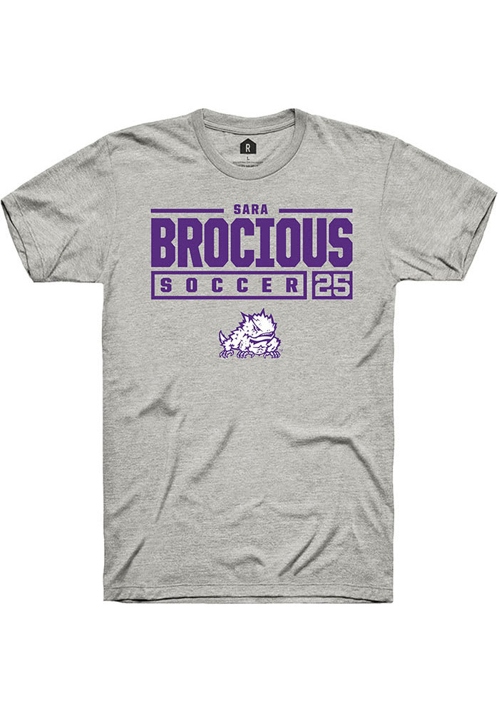 sara brocious TCU Horned Frogs Rally ASH NIL Stacked Box Short Sleeve T ...