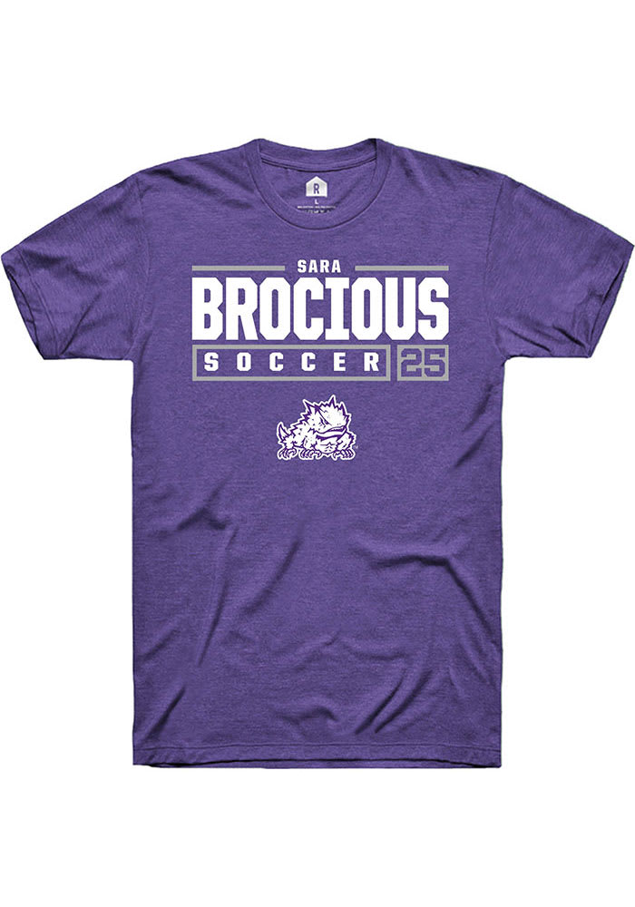 sara brocious TCU Horned Frogs Rally PURPLE NIL Stacked Box Short ...