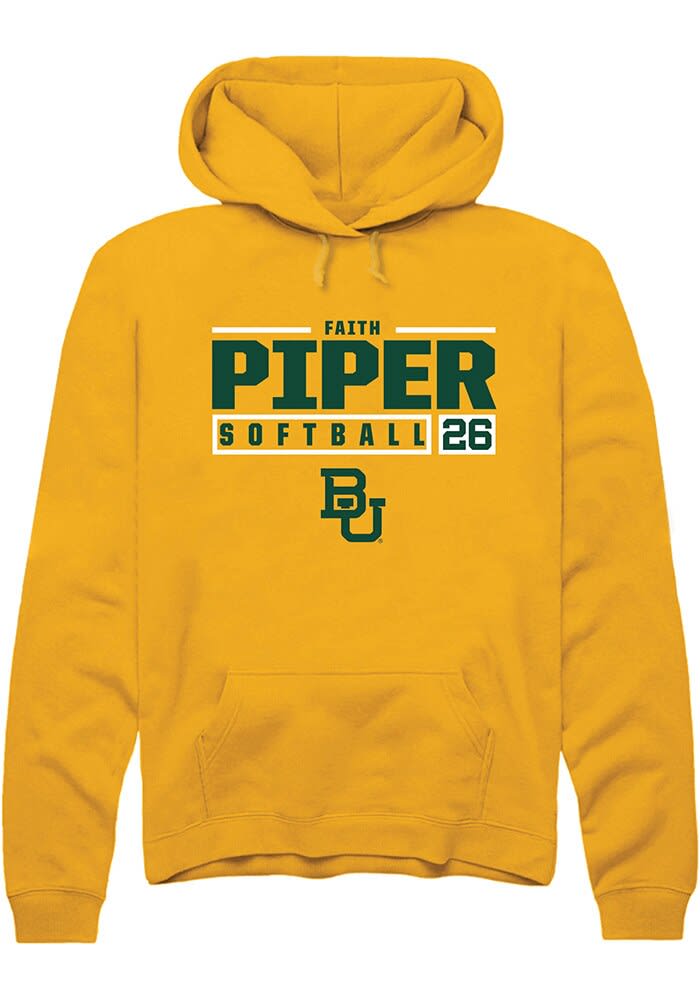 Faith Piper Baylor Bears Mens GOLD NIL Stacked Box Hoodie - 2476056745