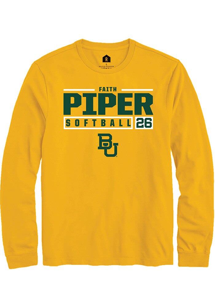 Faith Piper Baylor Bears Rally GOLD NIL Stacked Box Long Sleeve T Shirt ...