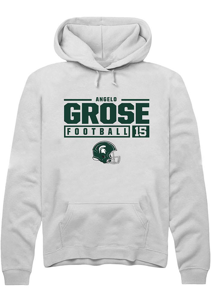 Angelo Grose Mens White Michigan State Spartans NIL Stacked Box Hoodie ...