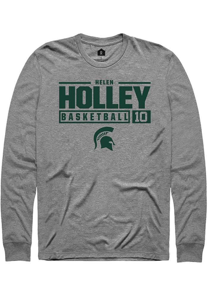 Helen Holley Mens GRAPHITE Michigan State Spartans NIL Stacked Box Long ...