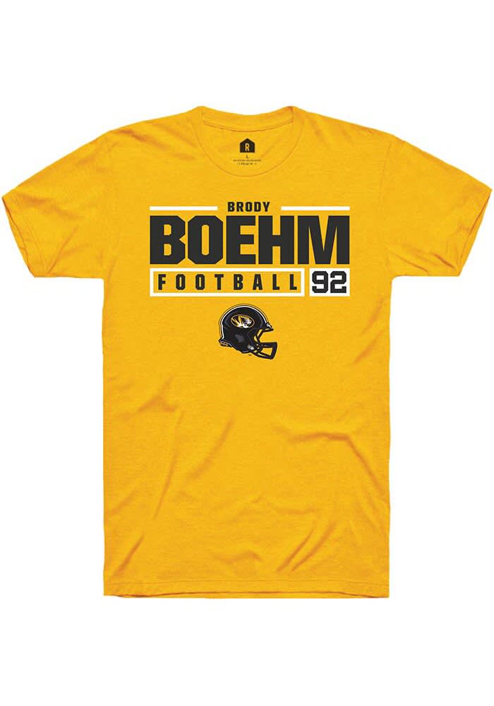 Brody Boehm Missouri Tigers Rally GOLD NIL Stacked Box Short Sleeve T ...