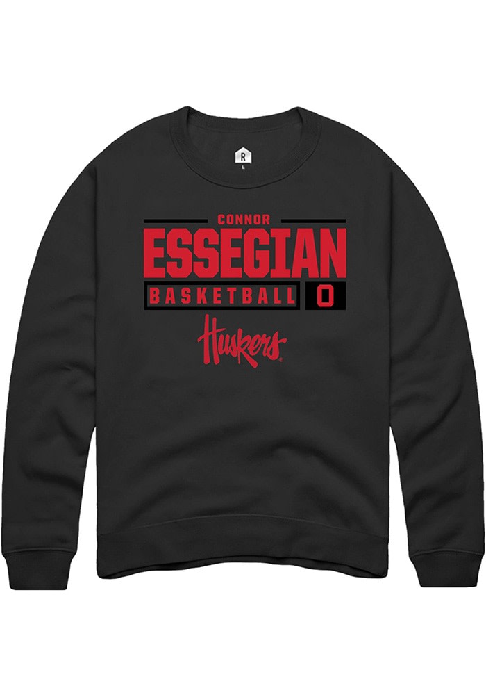 Connor Essegian Mens BLACK Nebraska Cornhuskers NIL Stacked Box Long ...