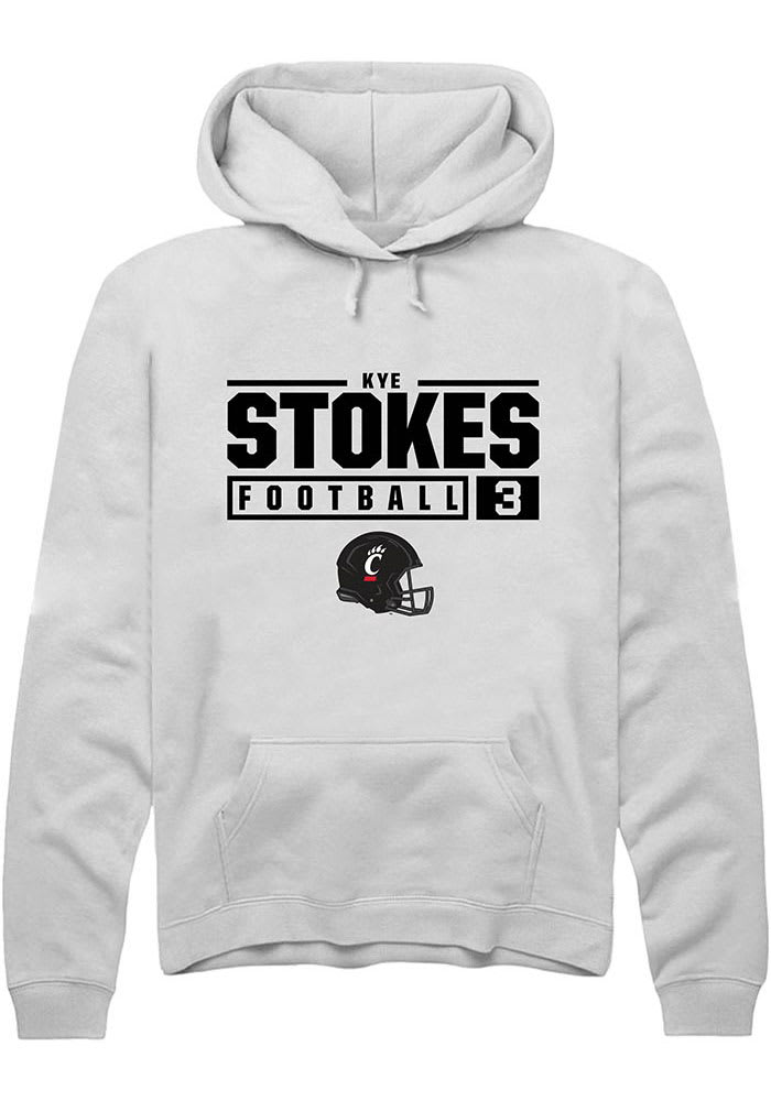 Kye Stokes Mens White Cincinnati Bearcats NIL Stacked Box Hoodie ...