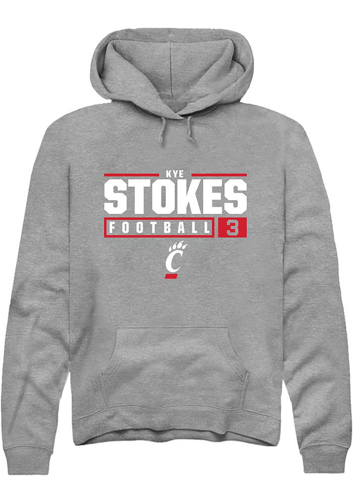Kye Stokes Mens GRAPHITE Cincinnati Bearcats NIL Stacked Box Hoodie ...