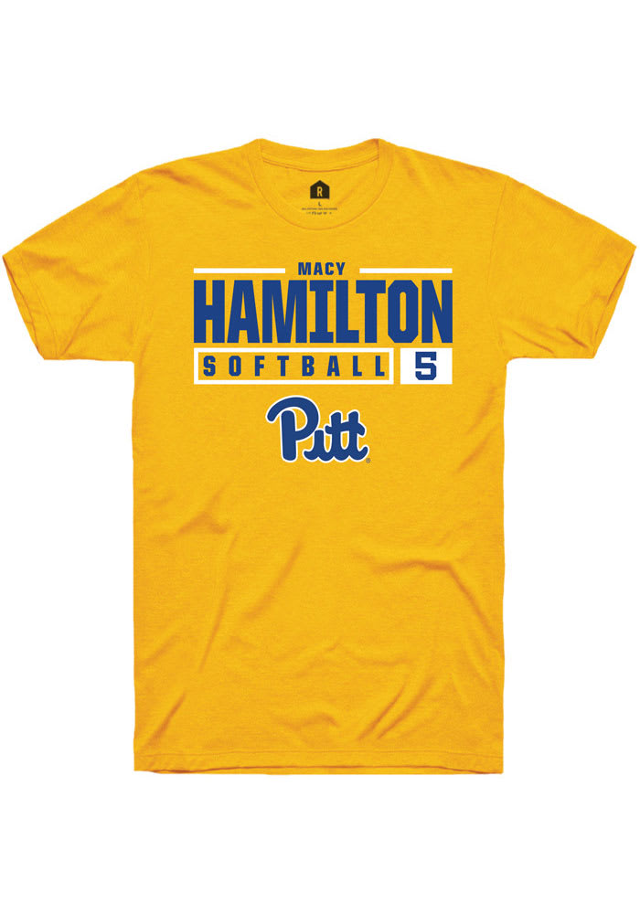 Macy Hamilton Pitt Panthers Rally GOLD NIL Stacked Box Short Sleeve T ...