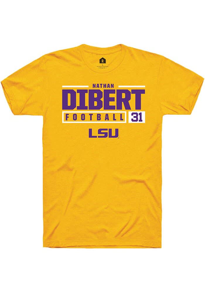 Nathan Dibert LSU Tigers Rally GOLD NIL Stacked Box Short Sleeve T ...