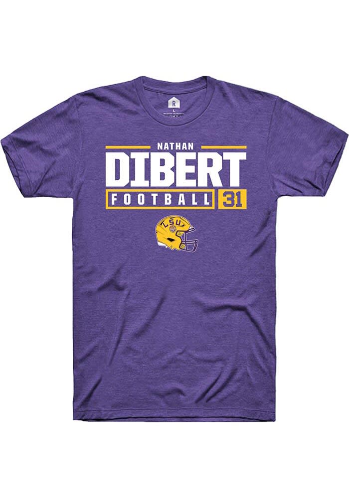 Nathan Dibert LSU Tigers Rally PURPLE NIL Stacked Box Short Sleeve T ...