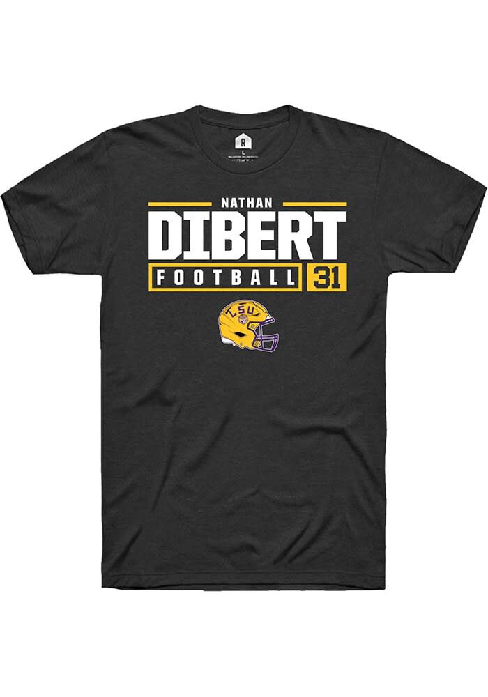 Nathan Dibert LSU Tigers Rally BLACK NIL Stacked Box Short Sleeve T ...